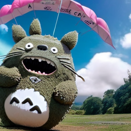 KREA AI - ultra fat cursed real life totoro skydiving