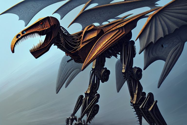 KREA AI - pterodactyl in a winged cyborg mech suit, by alexa...