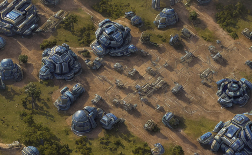 KREA AI - a StarCraft 2 terran base, command center, planeta...