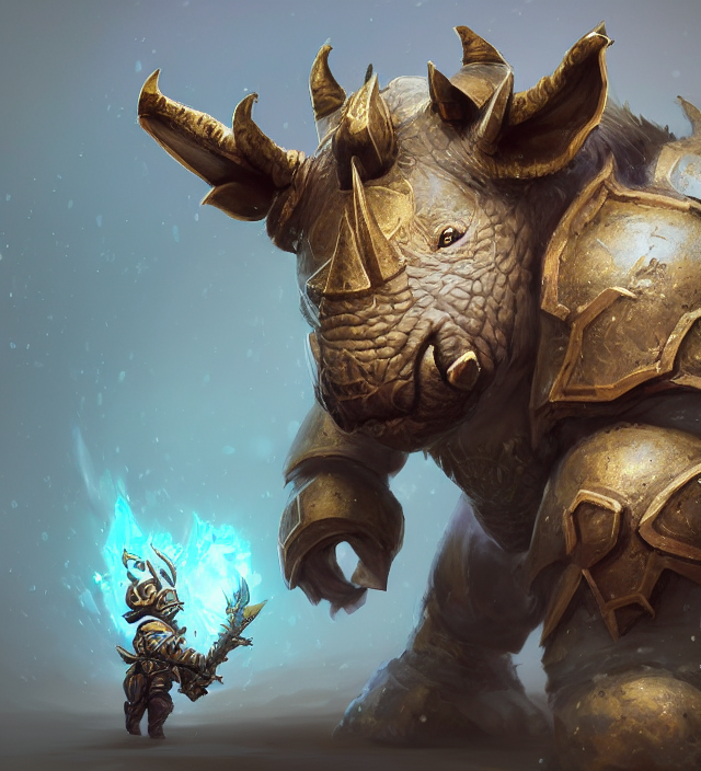 KREA AI - “a well rendered anthropomorphic chibi sized rhino...