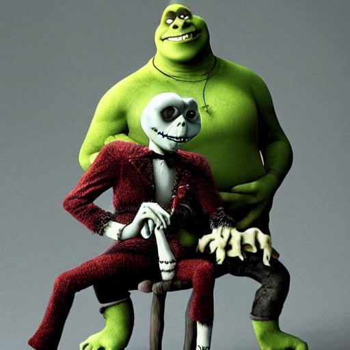 KREA AI - Shrek, nightmare before Christmas, Tim Burton, dar...