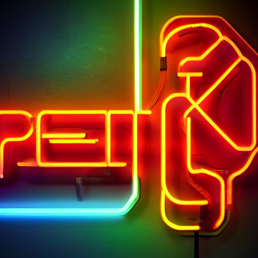 KREA AI - highly detailed retro futuristic neon sign, black ...