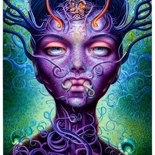 Krea Ai Purple Eyed Girl With Tentacles On Her Head Ill