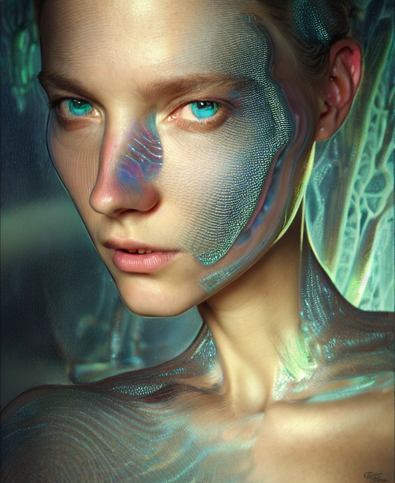 KREA AI - intricate transparent clear see - through portrait...