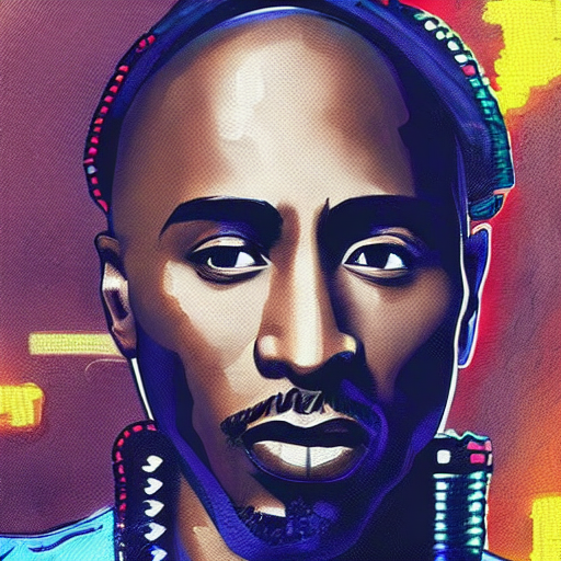 KREA AI - Tupac Shakur. Concept art of a perceptive cyberpun...