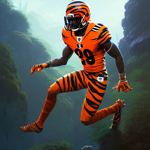 KREA AI - highly detailed portrait of bengals wide reciever ...