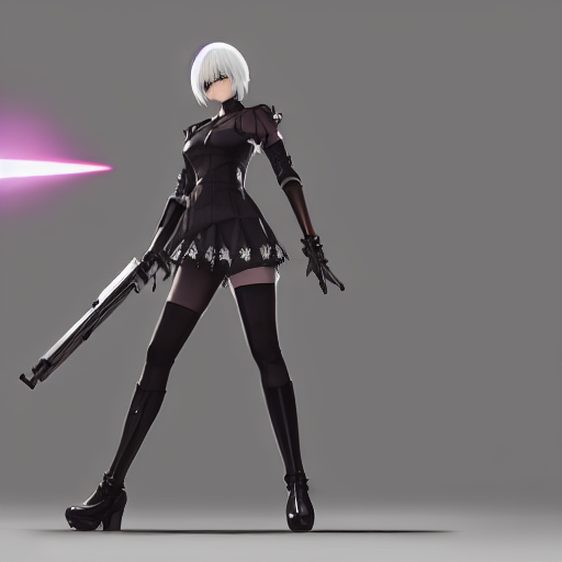 KREA AI - 2B nier automata pointing a gun, 4k, realistic, un...