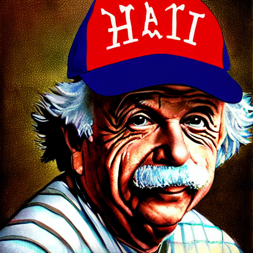 Krea Ai Baseball Hat Einstein Portrait