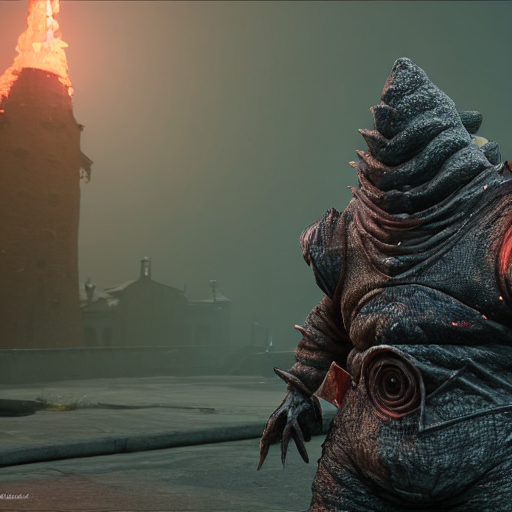 KREA AI - patrick star monster reimagined as a boss in dark ...