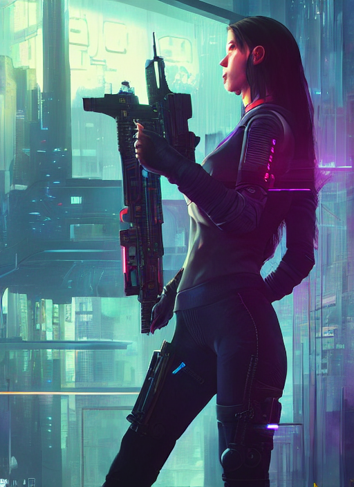 KREA AI - Maria. Hacker in tactical gear infiltrating corpor...