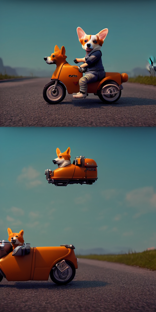 KREA AI - A single cute corgi on a motorcycle, by Simon Stal...