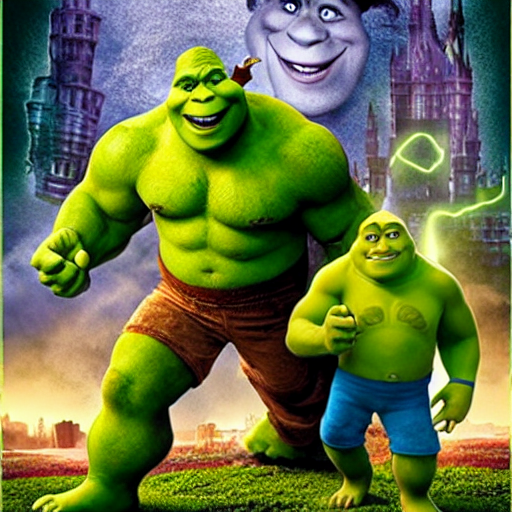 KREA AI - Shrek VS the incredible hulk movie poster
