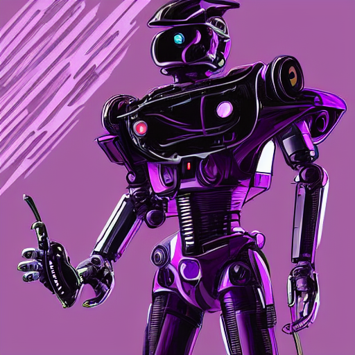KREA AI - self portrait of a robot raven with a beak. purple...