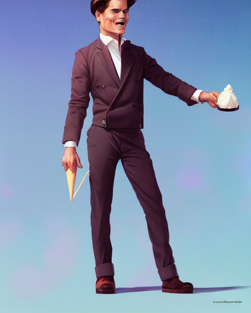 KREA AI - full body anthropomorphic ice cream cone man resem...