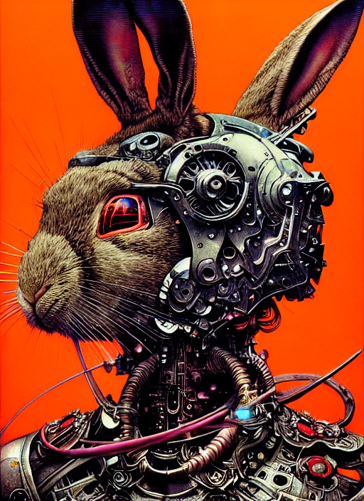 KREA AI - detailed image of cyborg rabbit by Ayami Kojima, A...