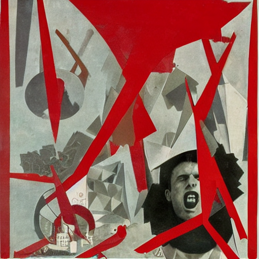 KREA AI - sea of blood, anarchy, constructivist collage by d...