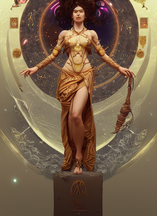 KREA AI - Divine cosmic female power, glyphs, magic, artstat...