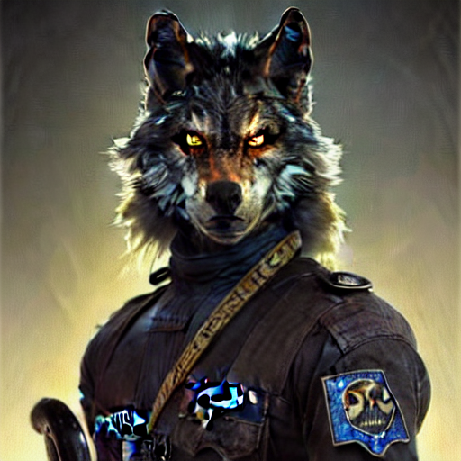 KREA AI - portrait painting of a werewolf police officer, d ...