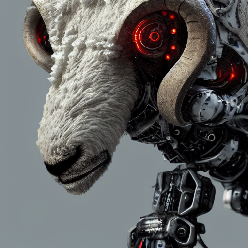 KREA AI - ram sheep robot, intricate, sinister, futuristic,