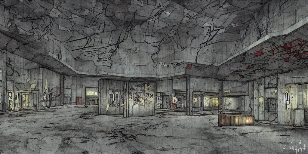 KREA AI - eerie abandoned mall, horror - themed, award - win...