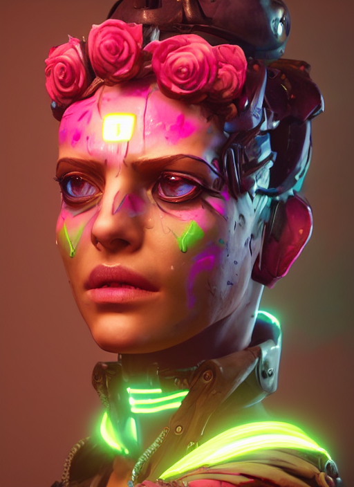 KREA AI - glowwave portrait of a rose from borderlands 3, au...