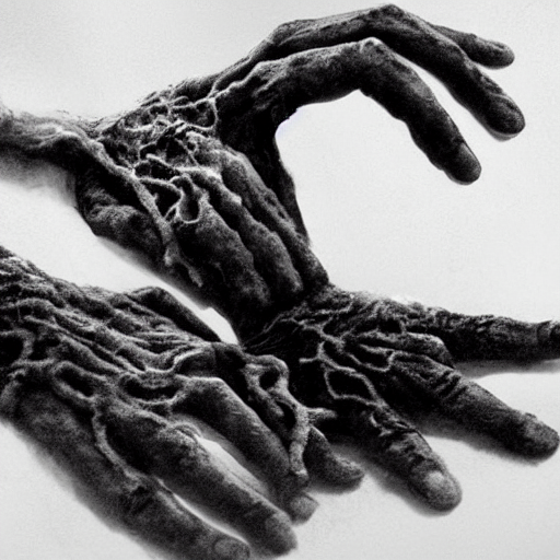 KREA AI - the withered hand, a rotting severed hand, 5 finge...