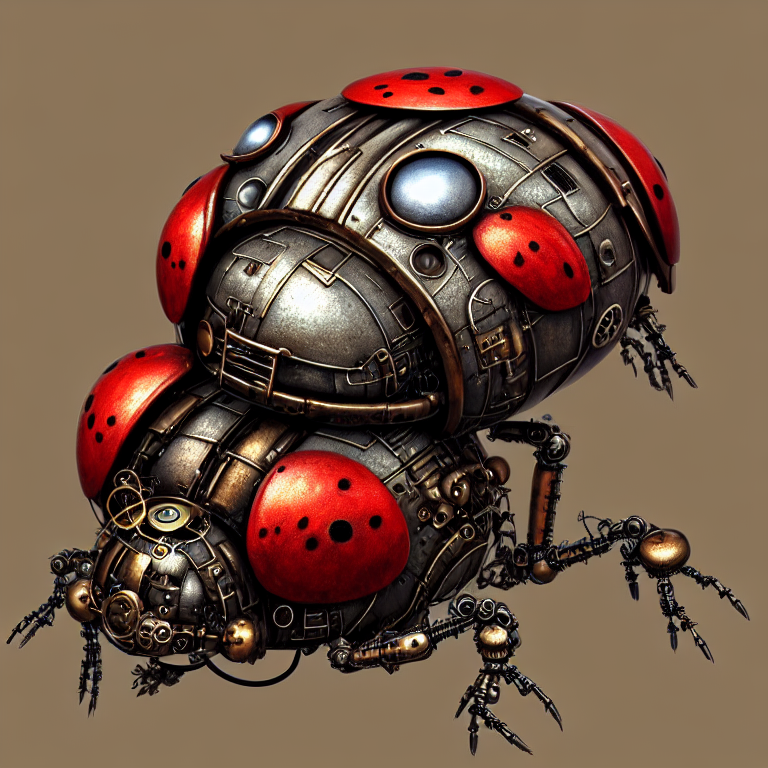KREA AI - steampunk robot ladybug, 3 d model, unreal engine ...