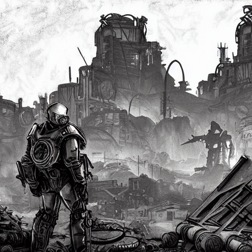 KREA AI - fallout 5, concept art drawings of the opening sce...