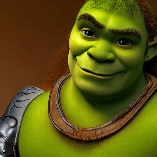 KREA AI - shrek from shrek with long lush golden hair attrac...