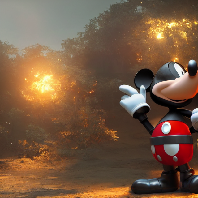 KREA AI - ultra realistic mickey mouse wearing mecha armour,...