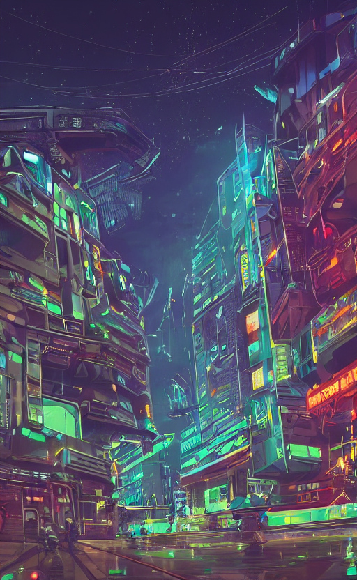 KREA AI - lively futuristic sci-fi city superstructure, neon...