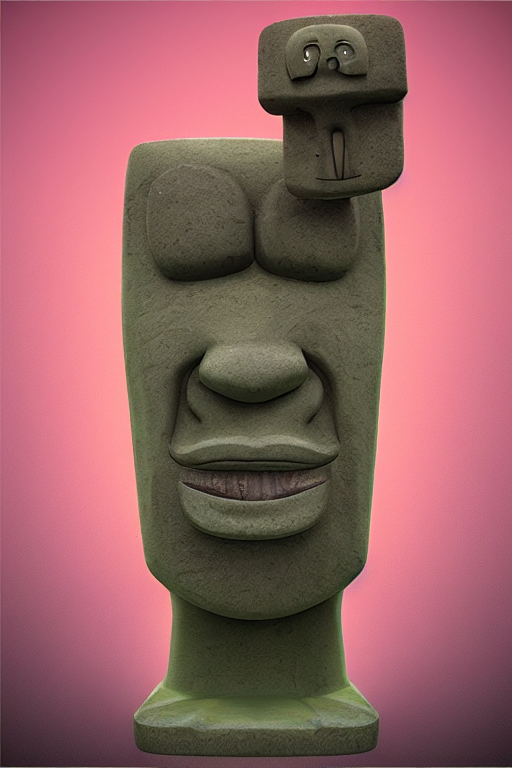 KREA AI - caricature cartoon moai statue popart slap face cr...