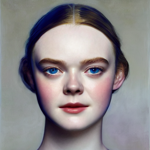 KREA AI - Elle Fanning as an Android, head and shoulders mas...