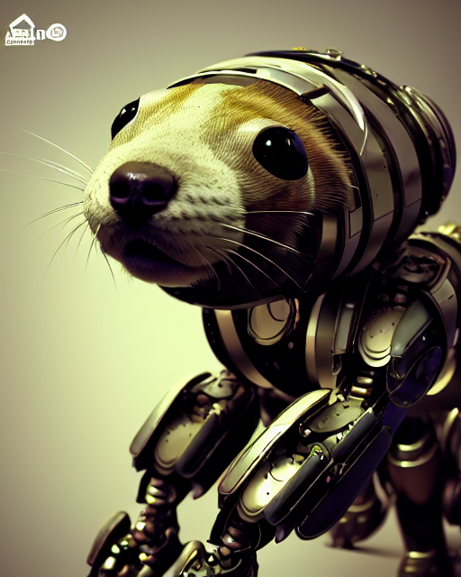 KREA AI - intricate mechanical ferret robot creature, digita...