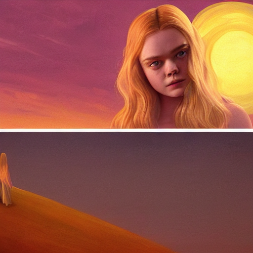 KREA AI - Elle Fanning, head and shoulders masterpiece, apoc...