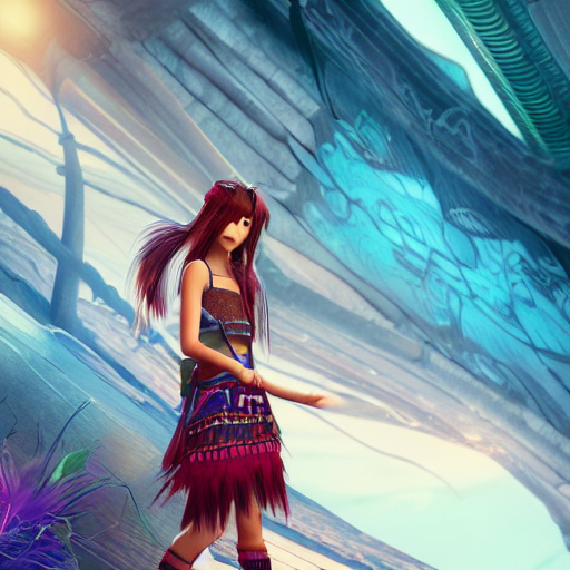 KREA AI - Native American princess, hacker girl, in style of...