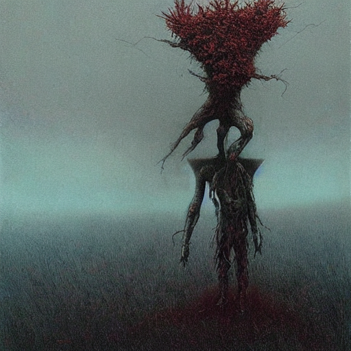 Krea Ai 🍁 Beksinski Eldritch Apocalypse Creepy Creatur