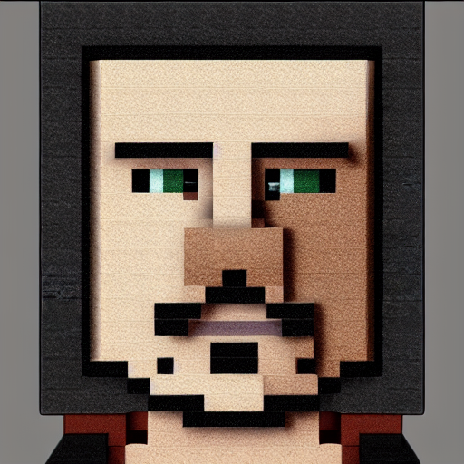 KREA AI - Minecraft steve joe rogan block head portrait up c...
