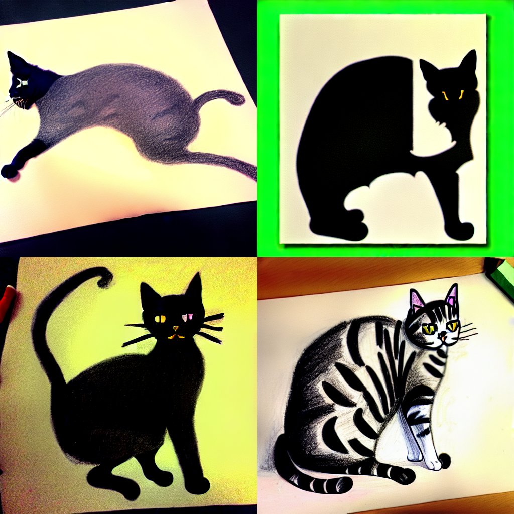 KREA AI - headless cat drawing, only body