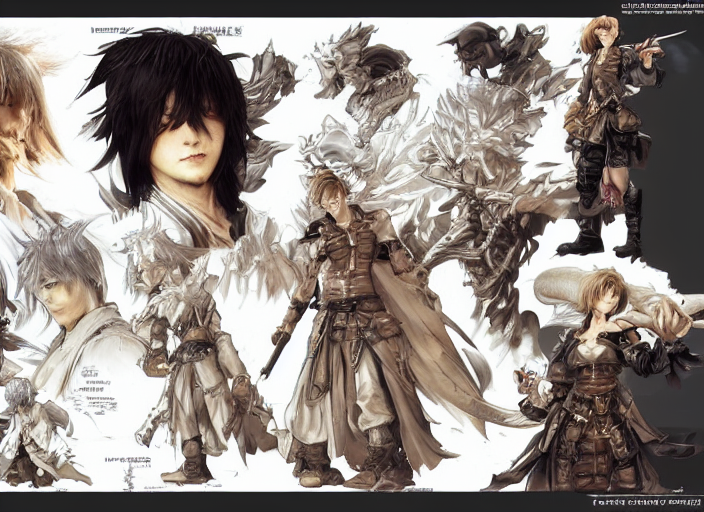 KREA AI - final fantasy character design sheet, by takehiko ...