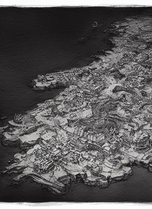 KREA AI - portrait, a detailed map of Neverland, watercolor,...