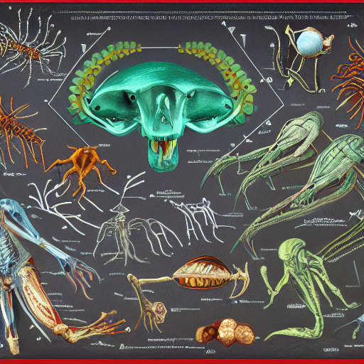 KREA AI - anatomical diagram of alien fauna, xenobiology, an...