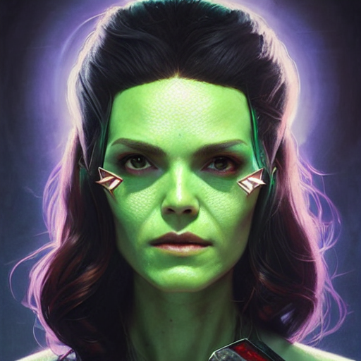 KREA AI - portrait painting of wanda maximoff with green ski...