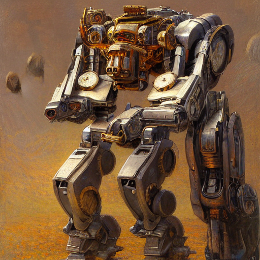 KREA AI - highly detailed painting of a robotic baboon mecha...