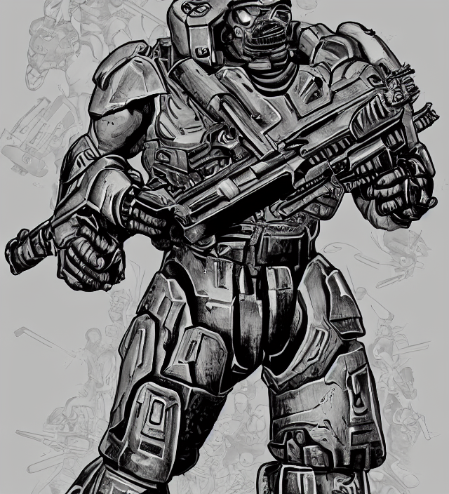 KREA AI - classic doomguy standing on top of all the demons ...