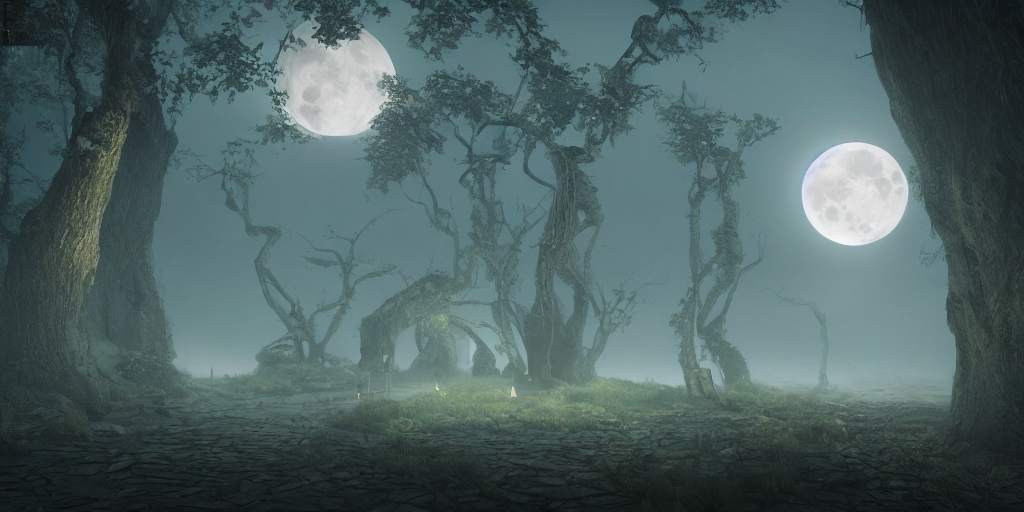 KREA AI - dusky secret gateway on a spooky biome, foggs, ful...