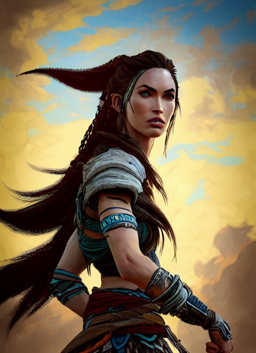 KREA AI - megan fox appearance with black braided hair as al...