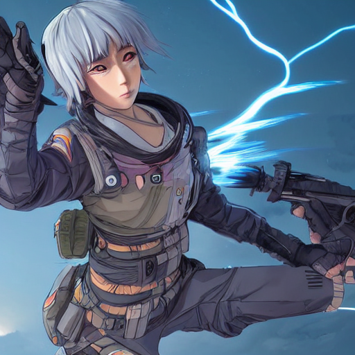 KREA AI - Apex Legends Wraith flying in thunder. Cinematic,