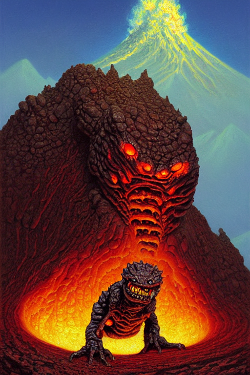 KREA AI - classic oil painting, a crawling monster made of l...