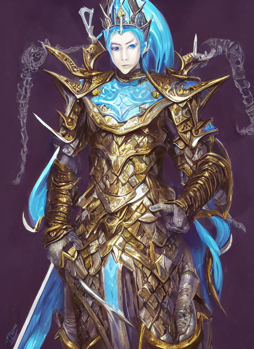 KREA AI - an anime portrait of a knightly merfolk from magic...